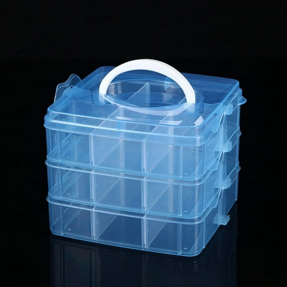 3 Tier 18-Grid Transparent Adjustable Stackable Compartment Slot ...