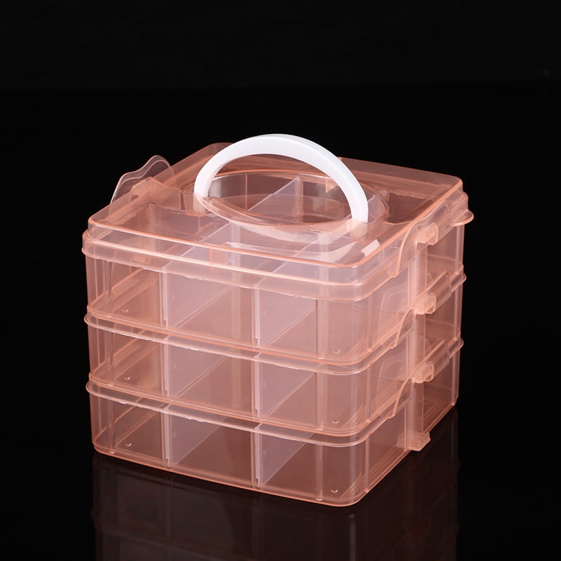 3 Tier 18-Grid Transparent Adjustable Stackable Compartment Slot ...