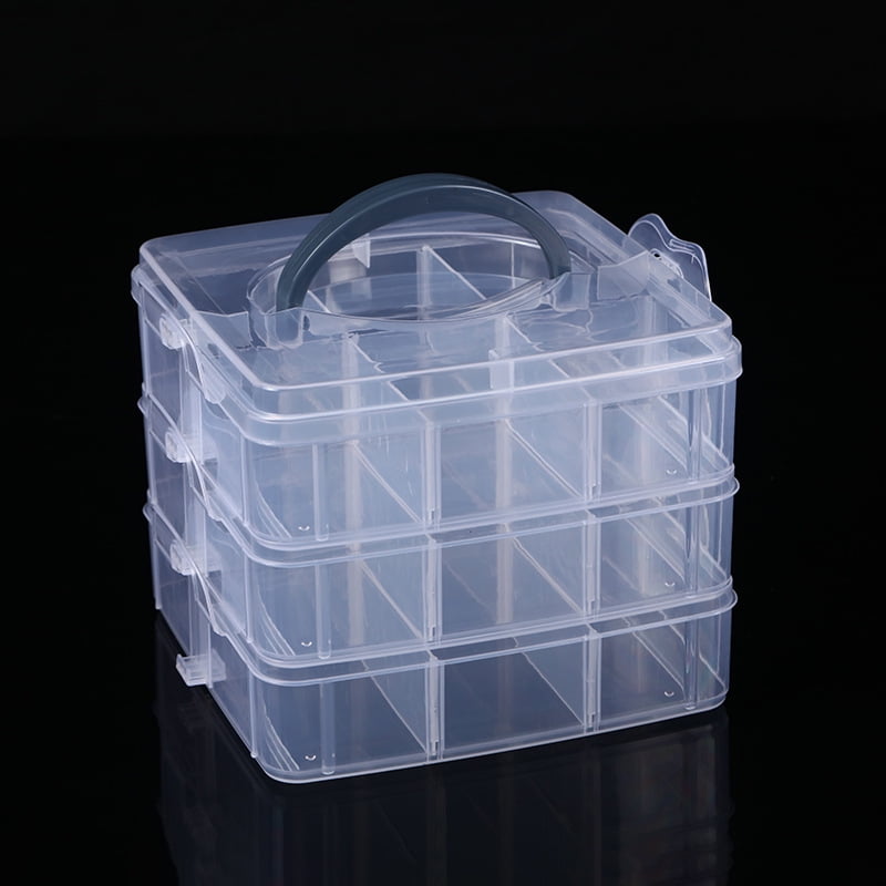 3 Tier 18-Grid Transparent Adjustable Stackable Compartment Slot ...