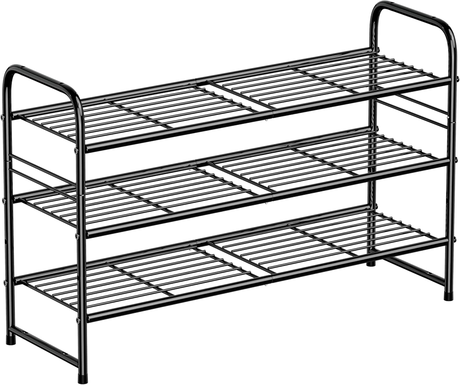 3-Tier 33" Wide Shoe Rack, Closet Metal Shoe Rack Organizer Heavy Duty ...