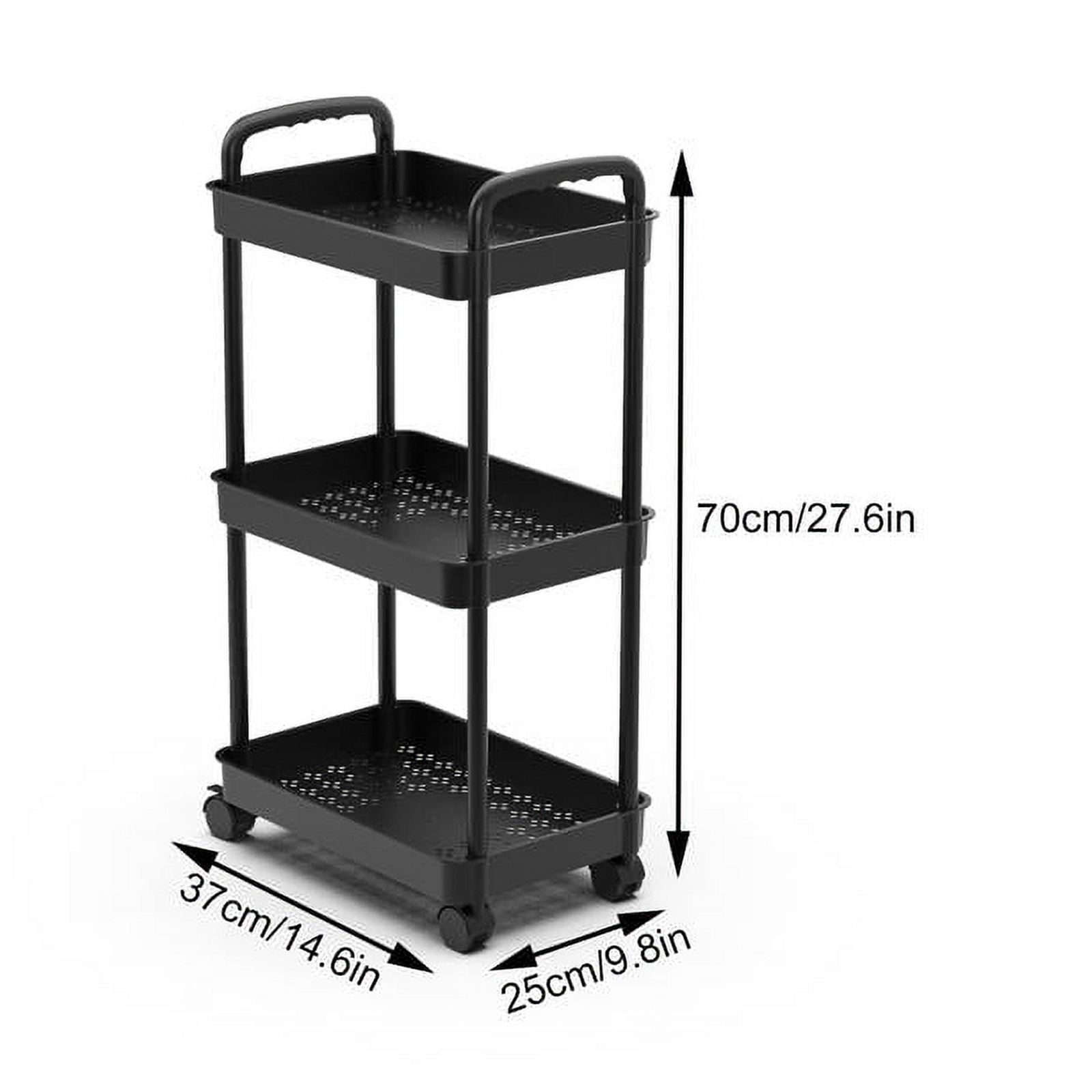 [3-Tier/4-Tier] Rolling Plastic Storage Cart with 2 Lockable Wheels ...