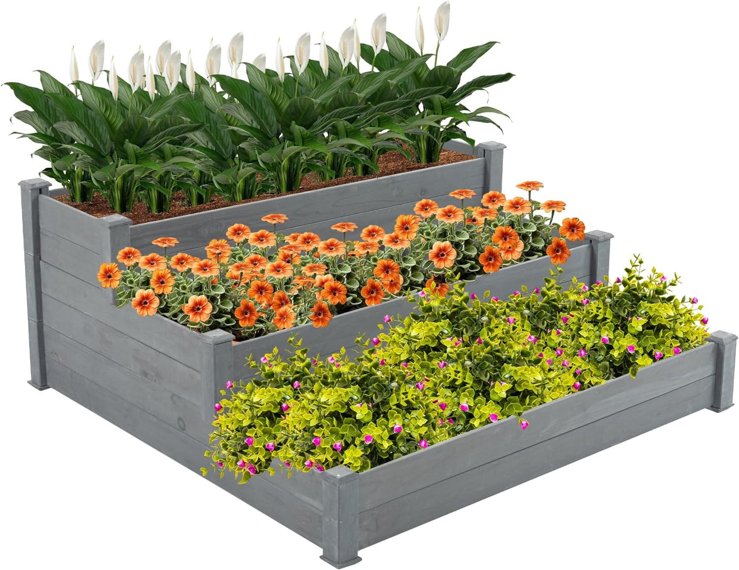 3 Tier 48.6 x 48.6 x 21Raised Garden Bed Horticulture,Outdoor Large ...