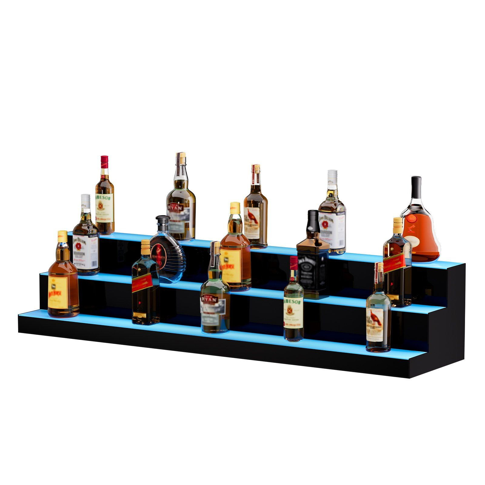 3-Tier 48" LED Whiskey Display Shelf with App Control, Multicolor ...