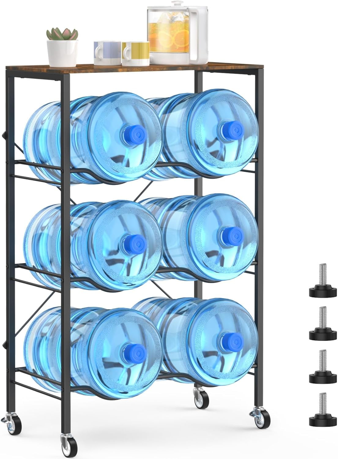 3 Tier 5 Gallon Water Jug Holder 6-Tray Water Jug Rack with Top Shelf ...
