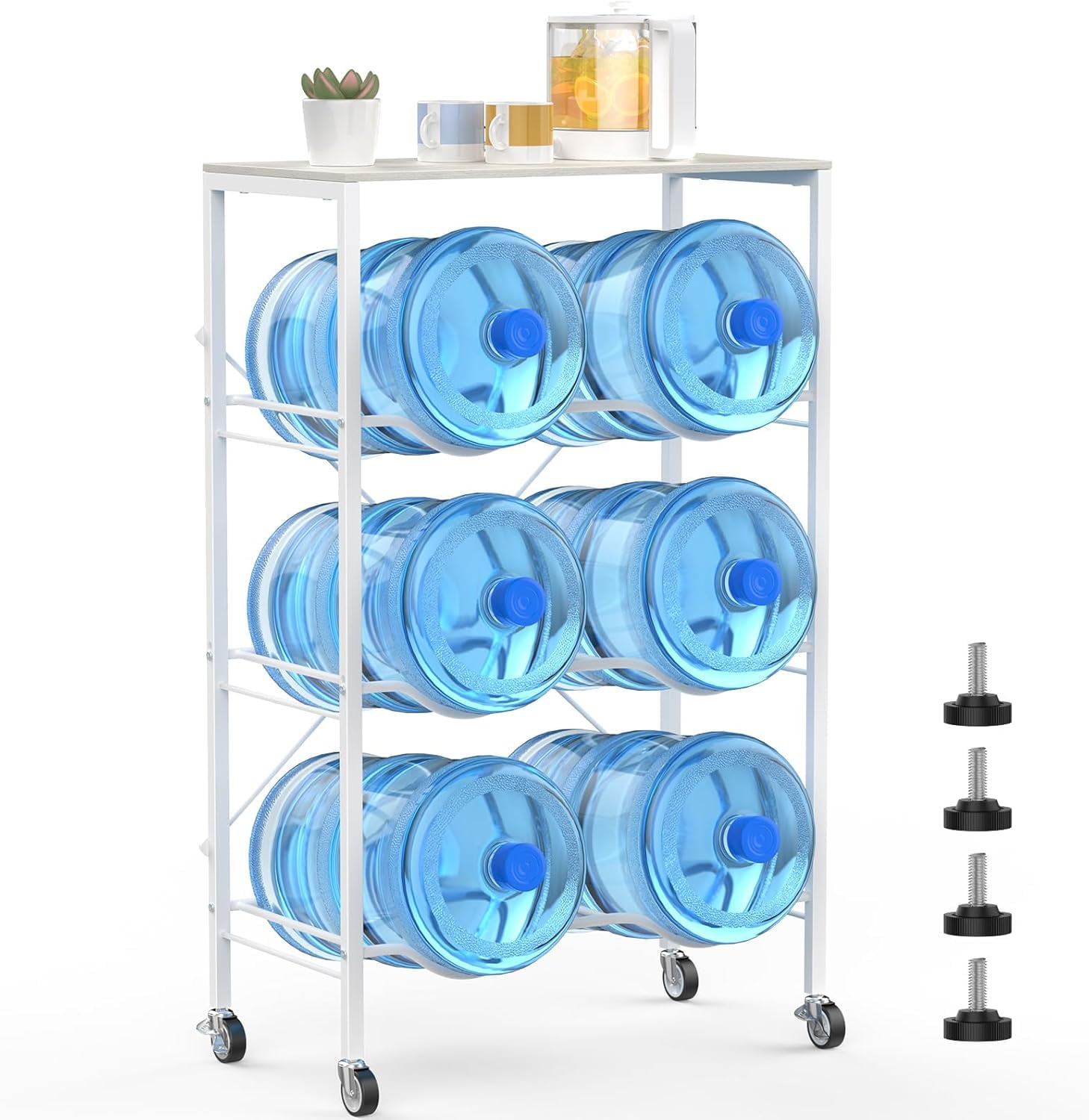 3 Tier 5 Gallon Water Jug Holder 6-Tray Water Jug Rack with Top Shelf ...