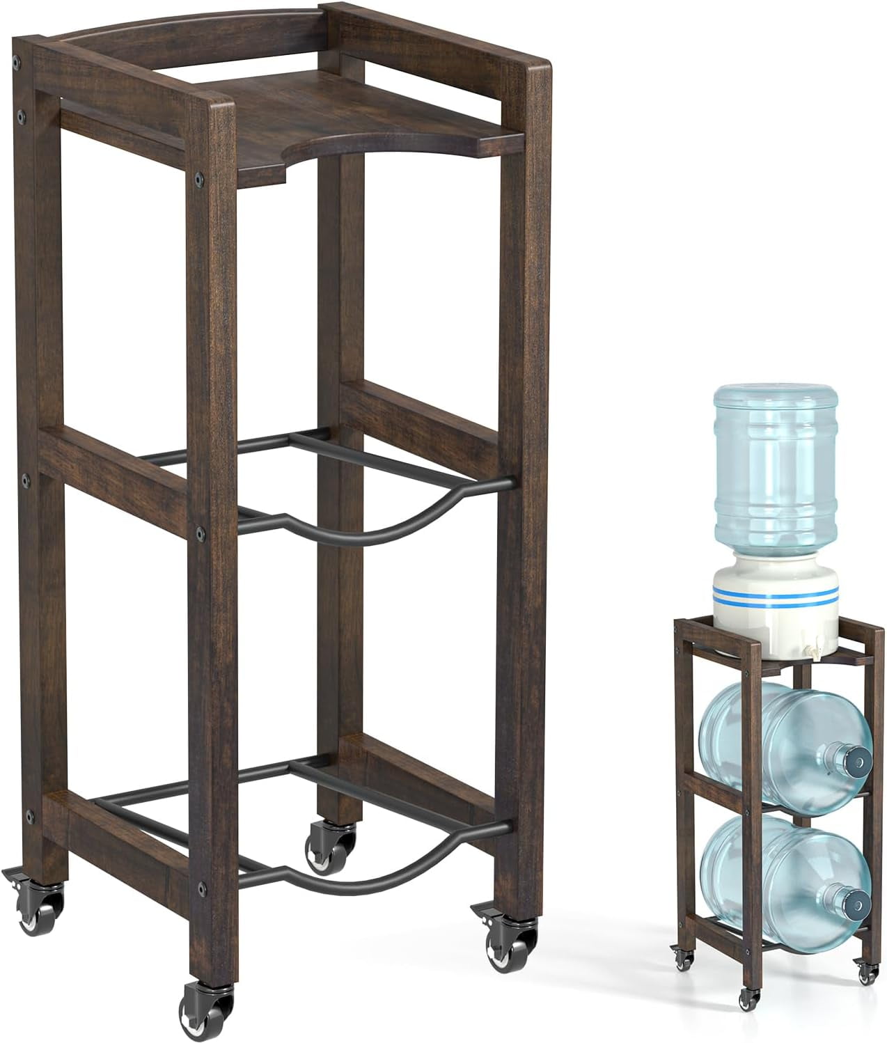 3-Tier 5 Gallon Water Jug Holder with Top Shelf – 4 Metal Wheels or ...