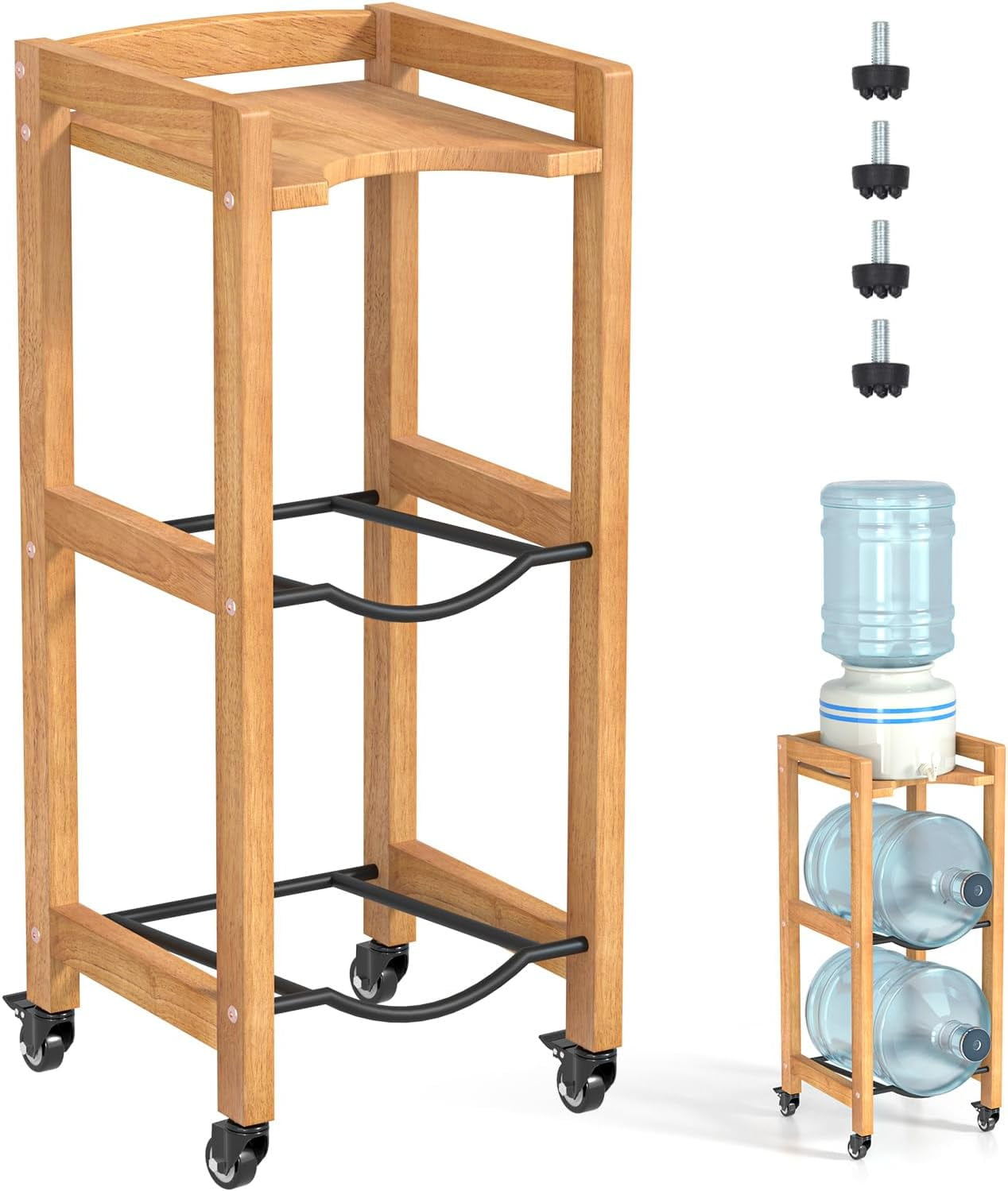 3-Tier 5 Gallon Water Jug Holder with Top Shelf – 4 Metal Wheels or ...