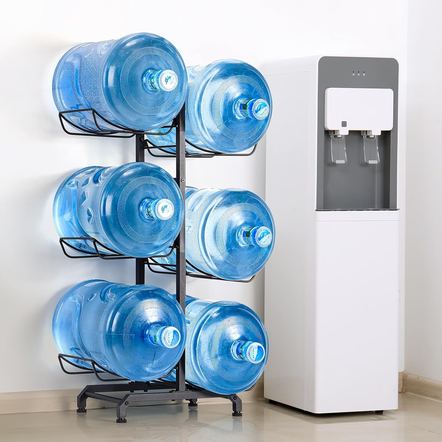 3-Tier 5-Gallon Water Jug Holder with Wheels – Heavy-Duty Water Bottle ...