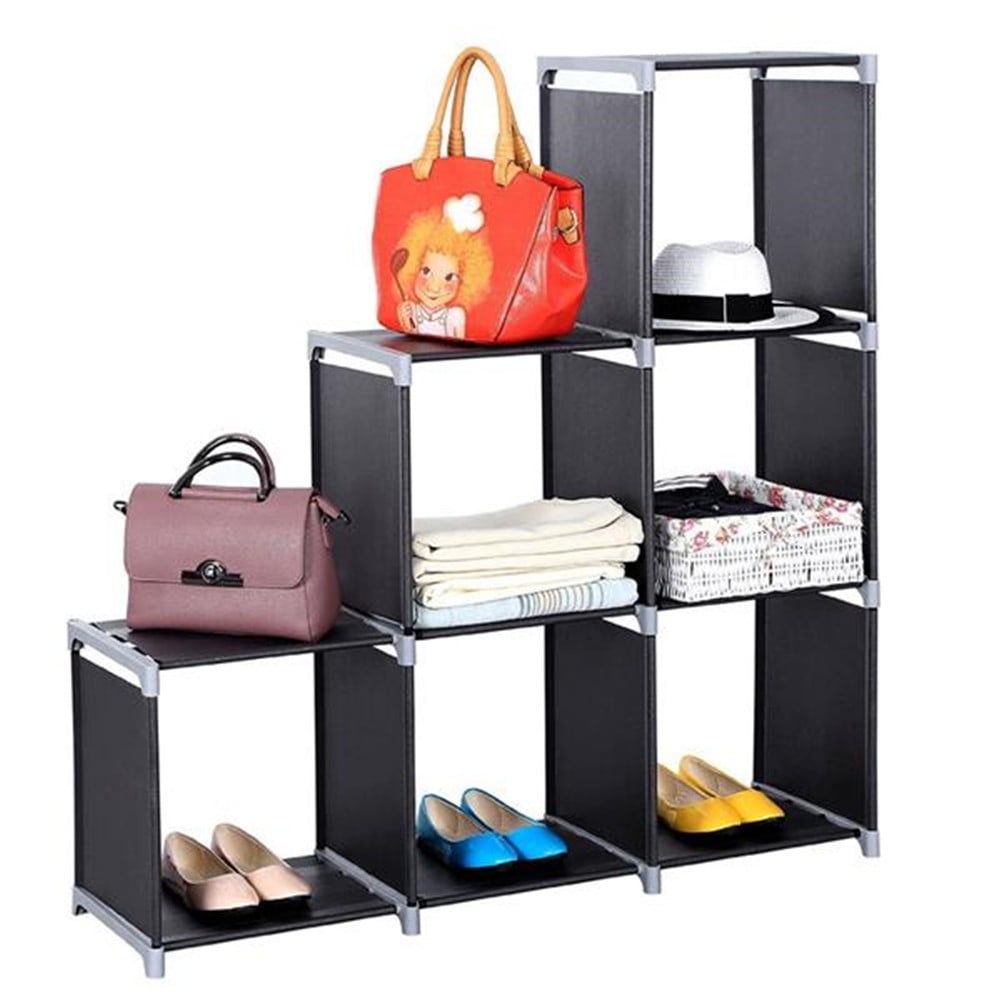 3-Tier 6-Cube Storage Rack Steel Closet Organizer Staircase Organizer ...