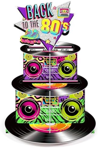 3 Tier 80s Cupcake Stand Music Party Decorations Record Hip Hop Cake ...