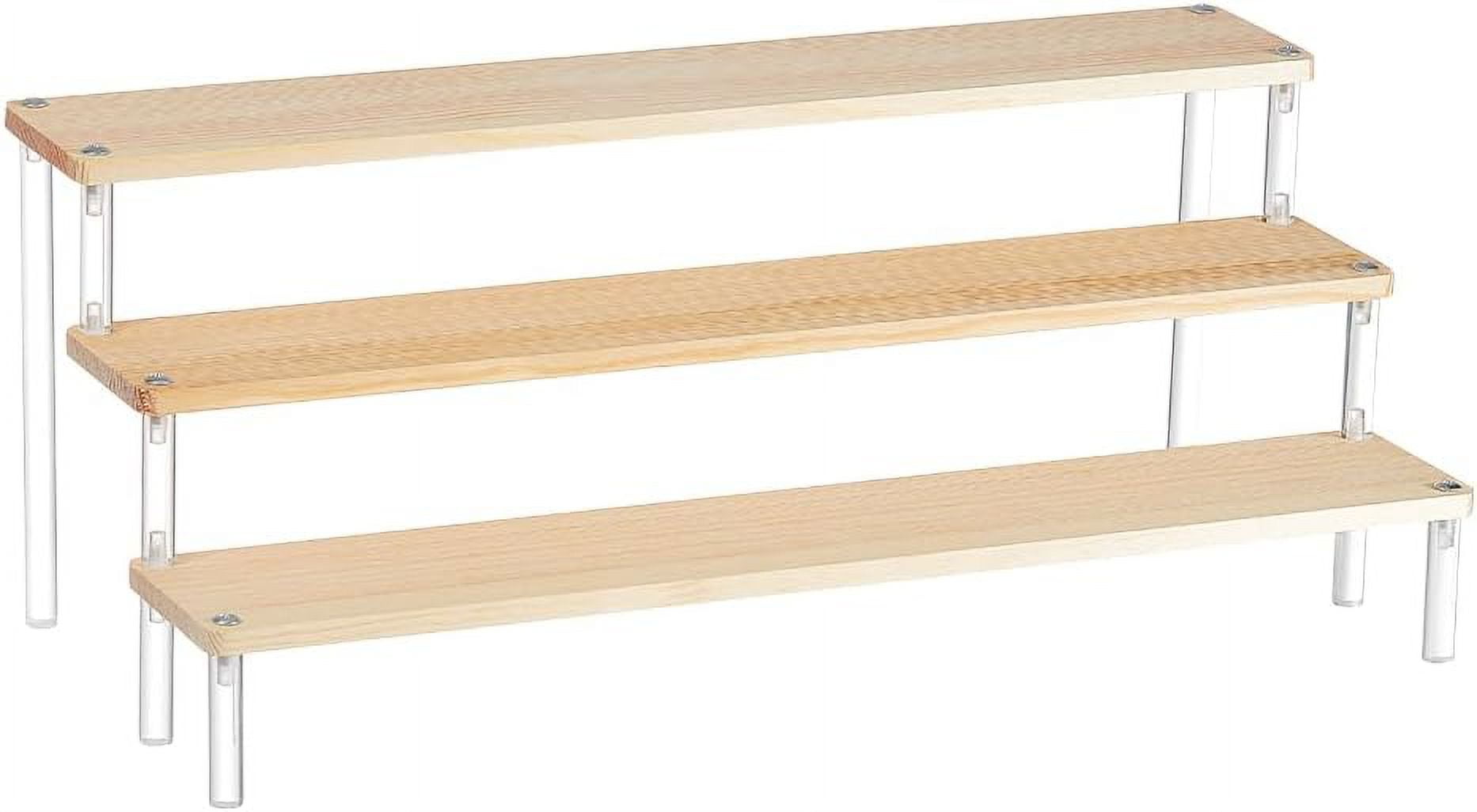 3-Tier Acrylic Action Figure Display Risers Wood Tiered Display ...