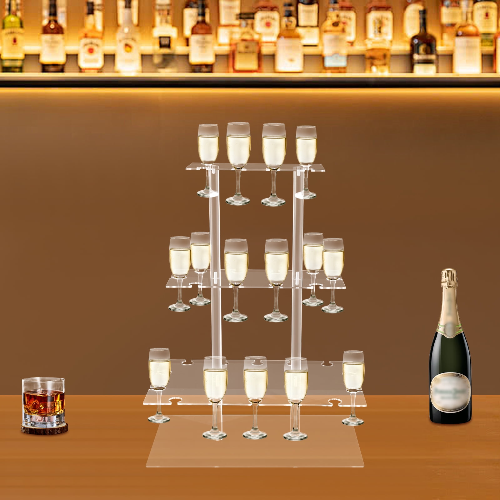 3-Tier Acrylic Champagne Tower Stand, Modern Tabletop Display for ...