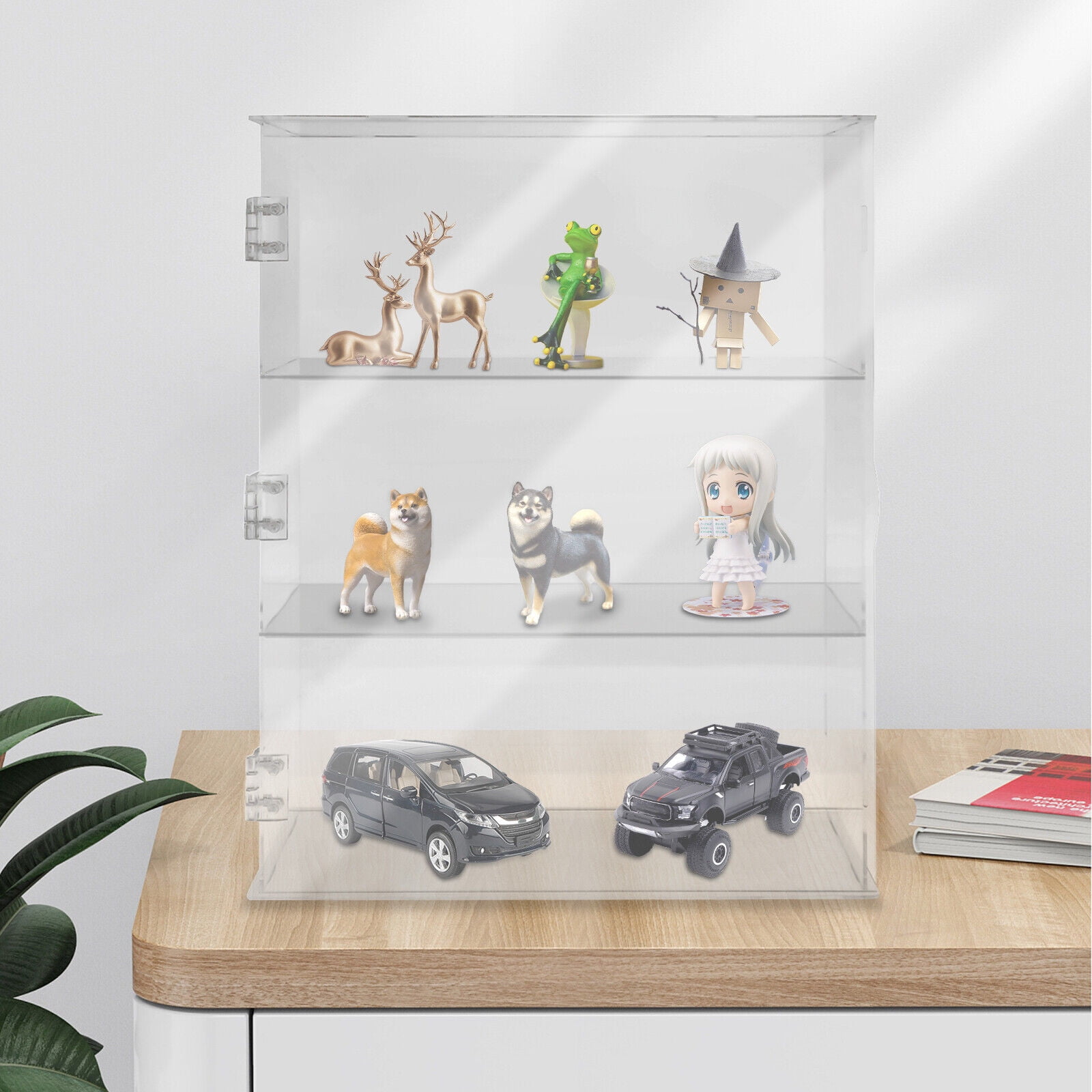 3 Tier Acrylic Clear Display Case Dustproof Toy Shelf Figures Showcase ...