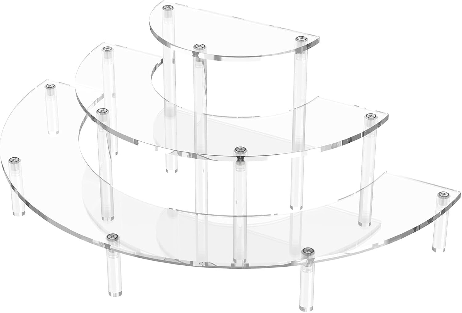 3 Tier Acrylic Display Risers 2 Pack, Half Moon Cupcake Stand, Clear ...