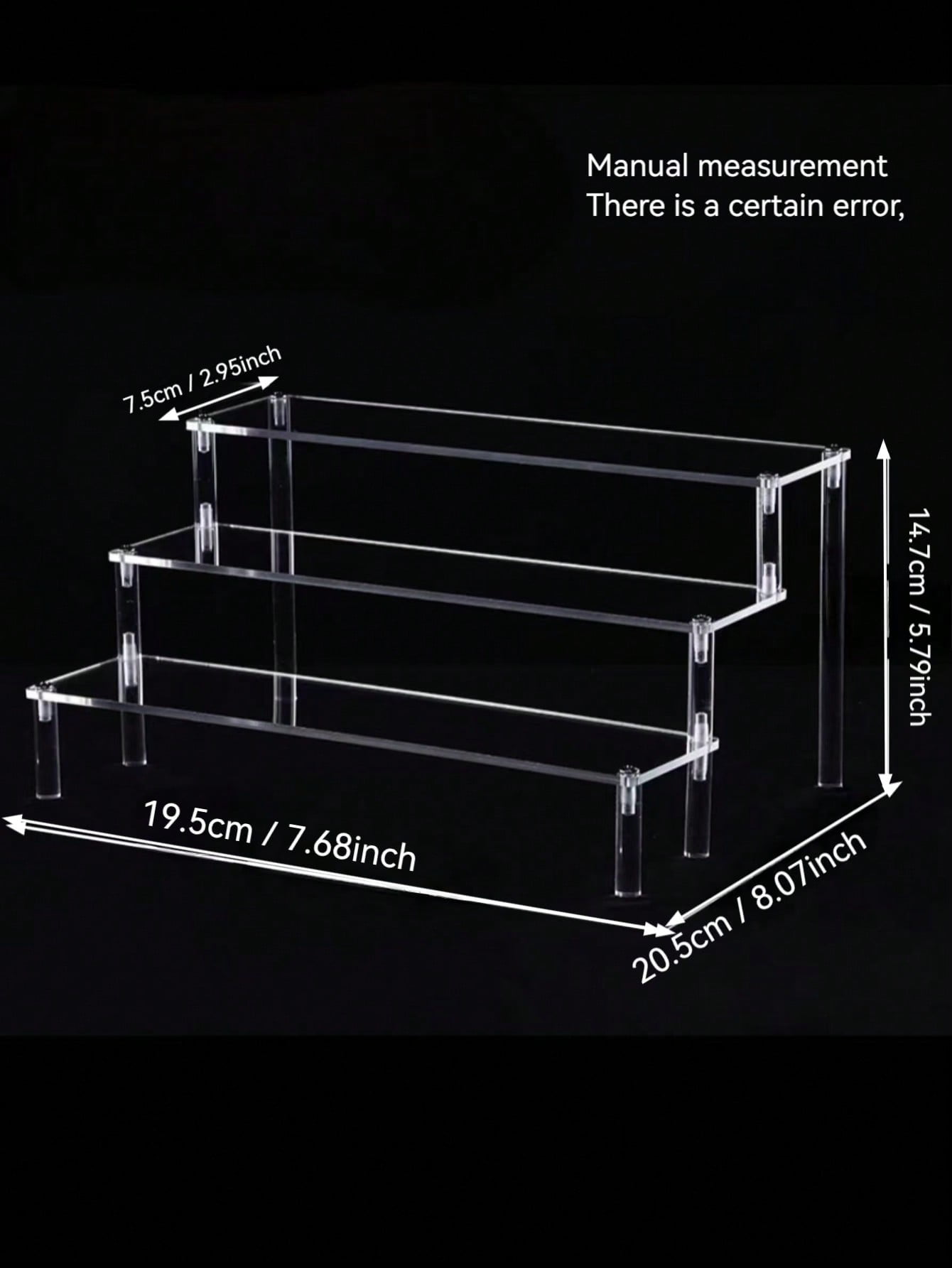 3-Tier Acrylic Display Stand, Clear Trapezoid Shelf for Jewelry ...