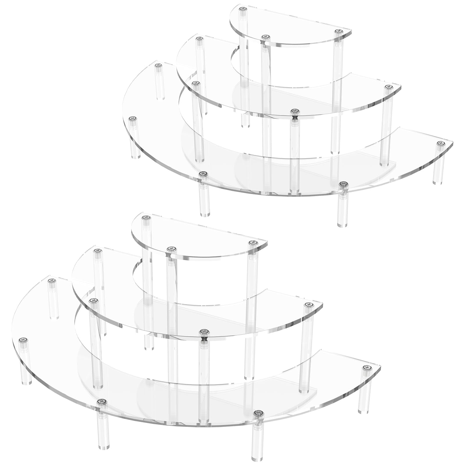 3 Tier Acrylic Display Stands 2 Pack, Half Moon Dessert Riser, Clear ...