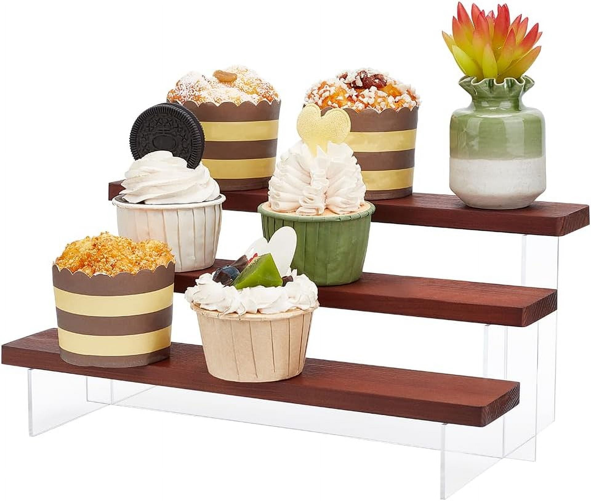3-Tier Acrylic Nail Polish Display Risers Wooden Tiered Collection ...