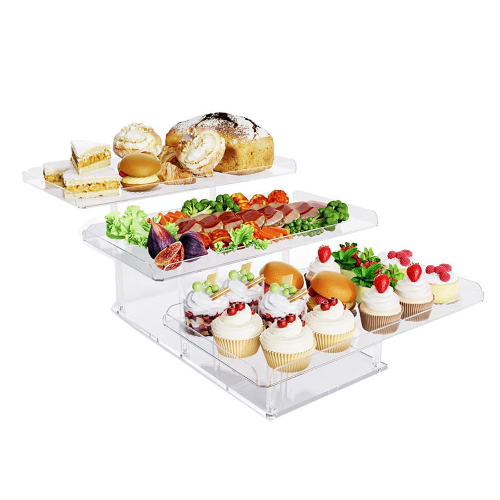 3 Tier Acrylic Serving Tray Buffet Dessert Cupcake Display Holder Riser ...