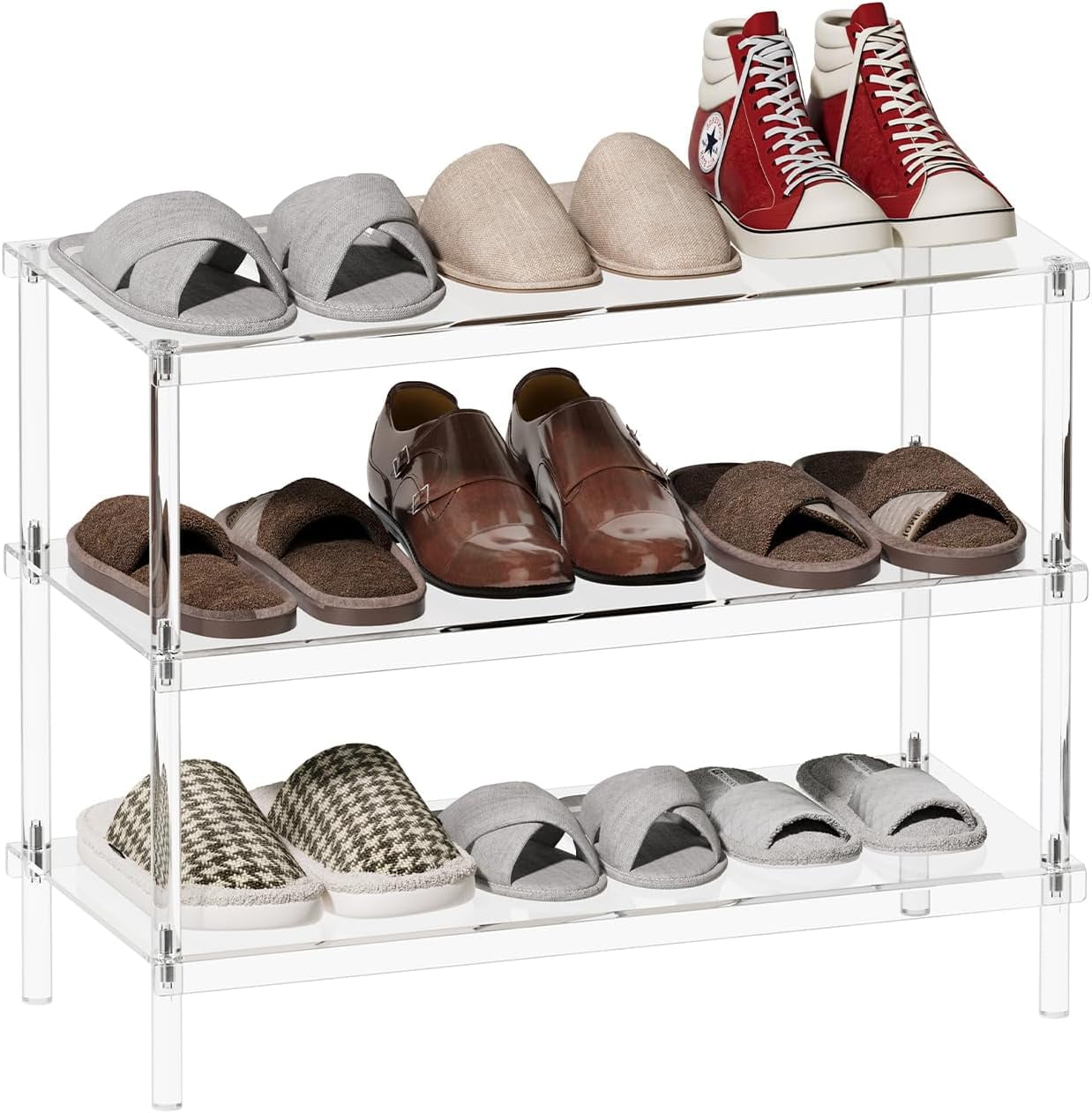 3-Tier Acrylic Shoe Rack - Small Shoe Rack Organizer - Modern Shoe ...
