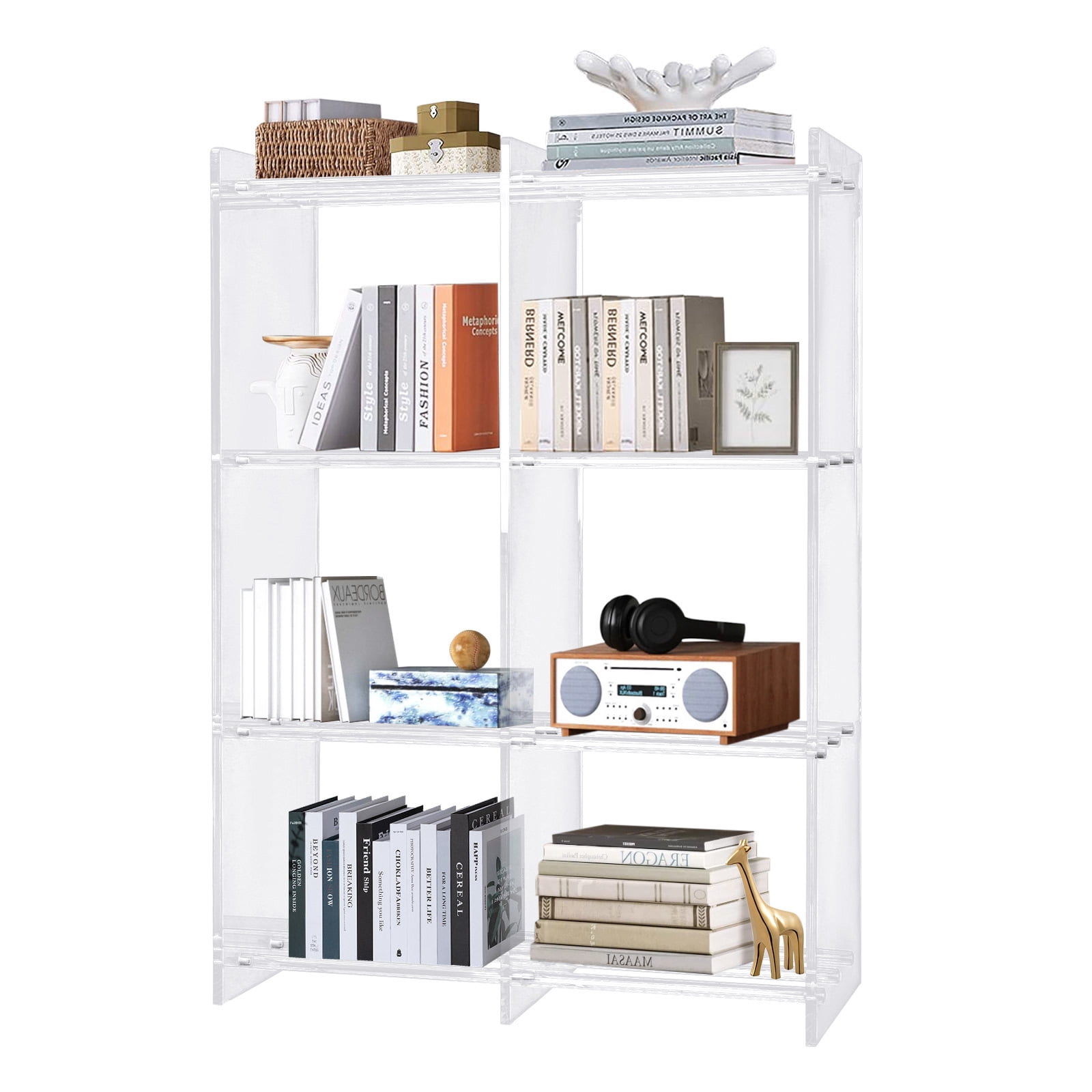 3 Tier Acrylic Square Narrow Bookshelf, Clear Corner Book Shelf ...