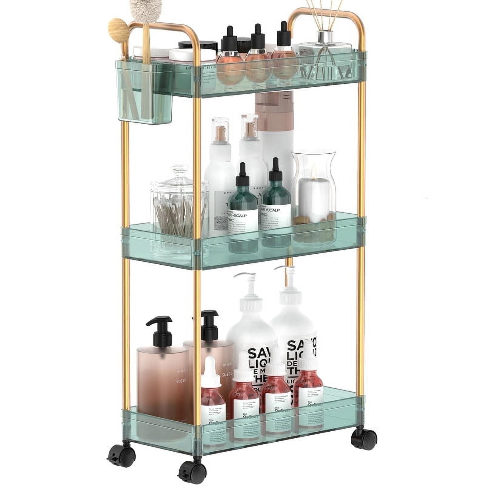 LLMRR 3 Tier Acrylic Rolling Cart, Transparent Storage Organizer, Slim ...
