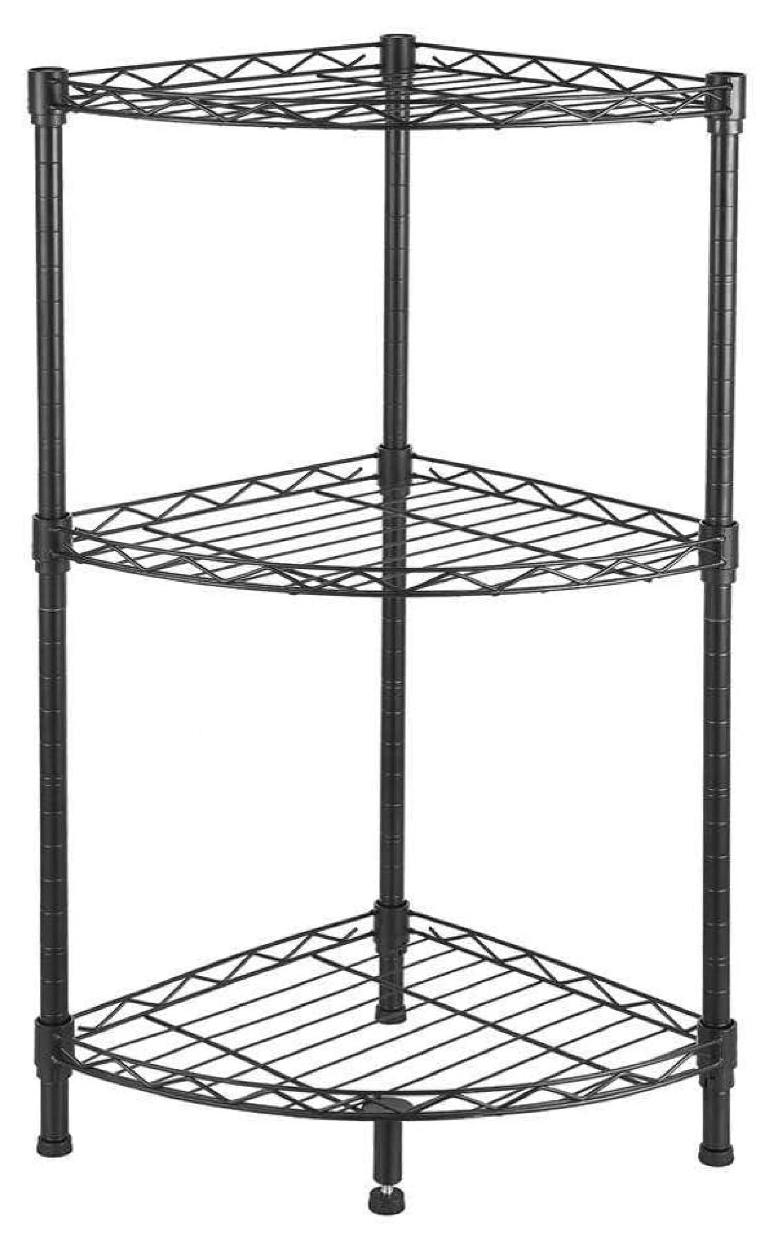 3-Tier Adjustable Corner Wire Shelving,Metal Wire Shelving Rack Unit ...