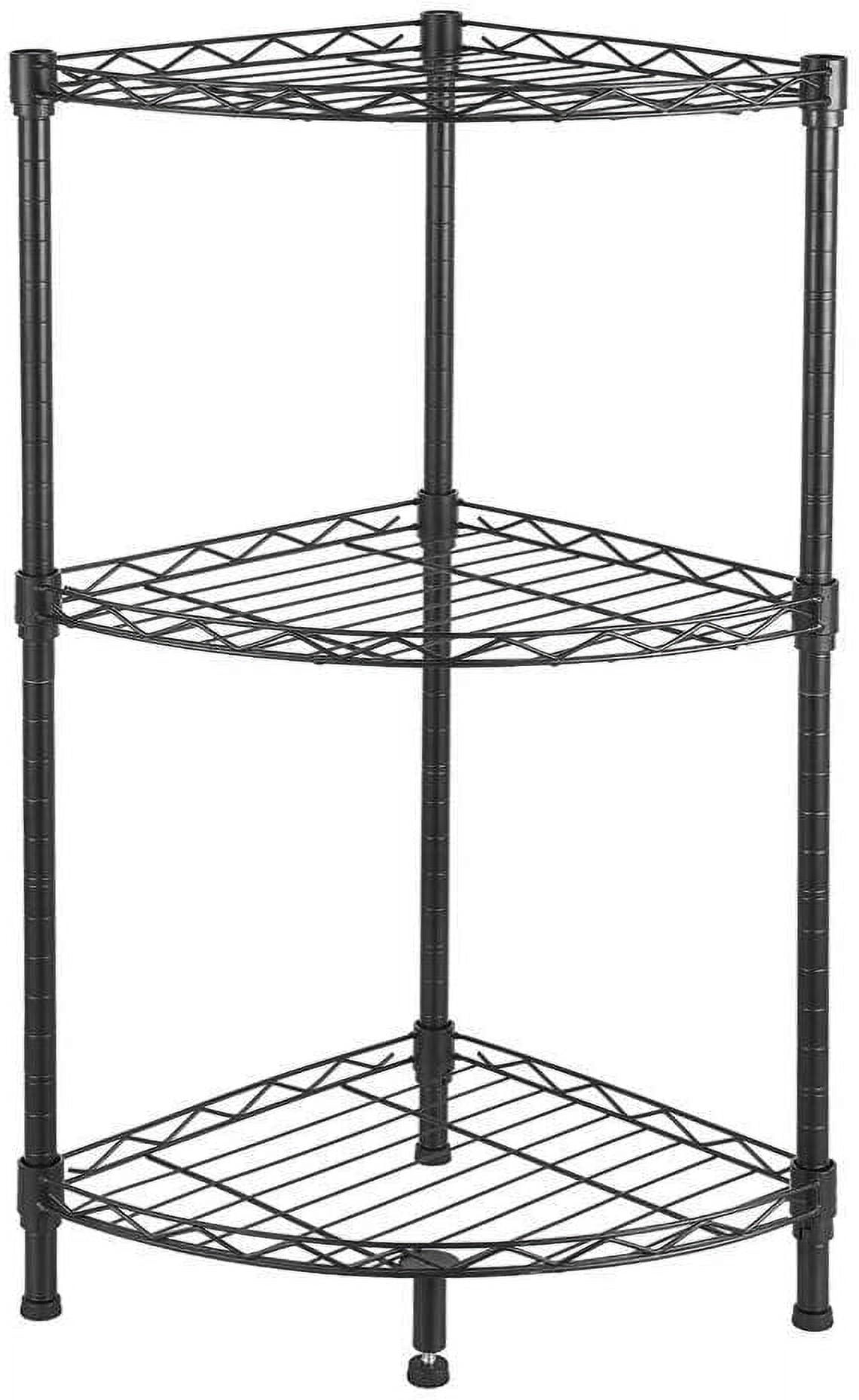 3-Tier Adjustable Corner Wire Shelving,Metal Wire Shelving Rack Unit ...