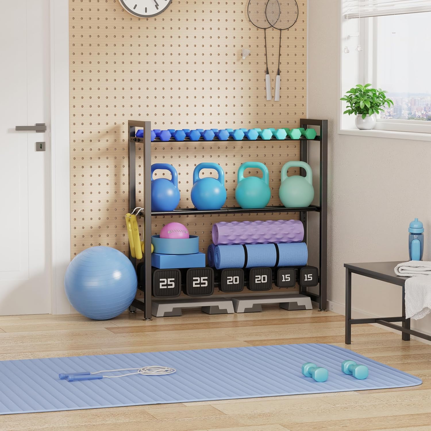 3 Tier Adjustable Dumbbell Rack - Heavy-Duty 450LB Capacity Weight ...