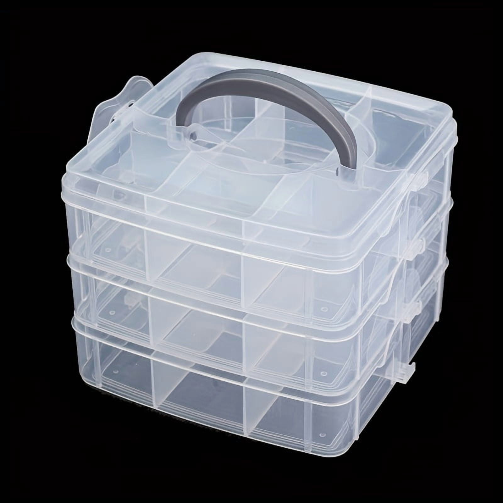 3-Tier Adjustable Plastic Bead Organizer Box - Transparent Multi-Layer ...