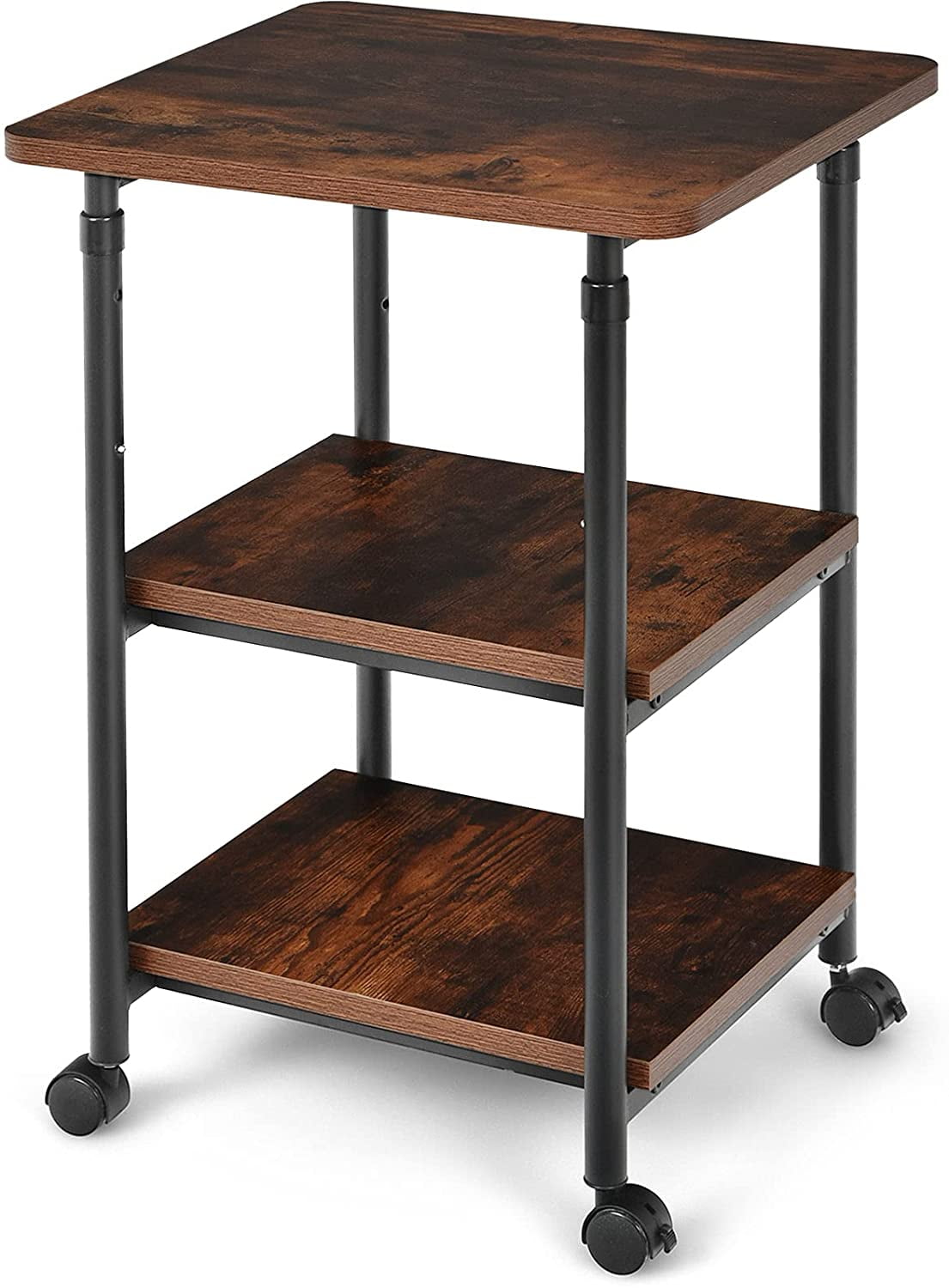 3-Tier Adjustable Printer Stand, Rolling Printer Cart with 2 Storage ...