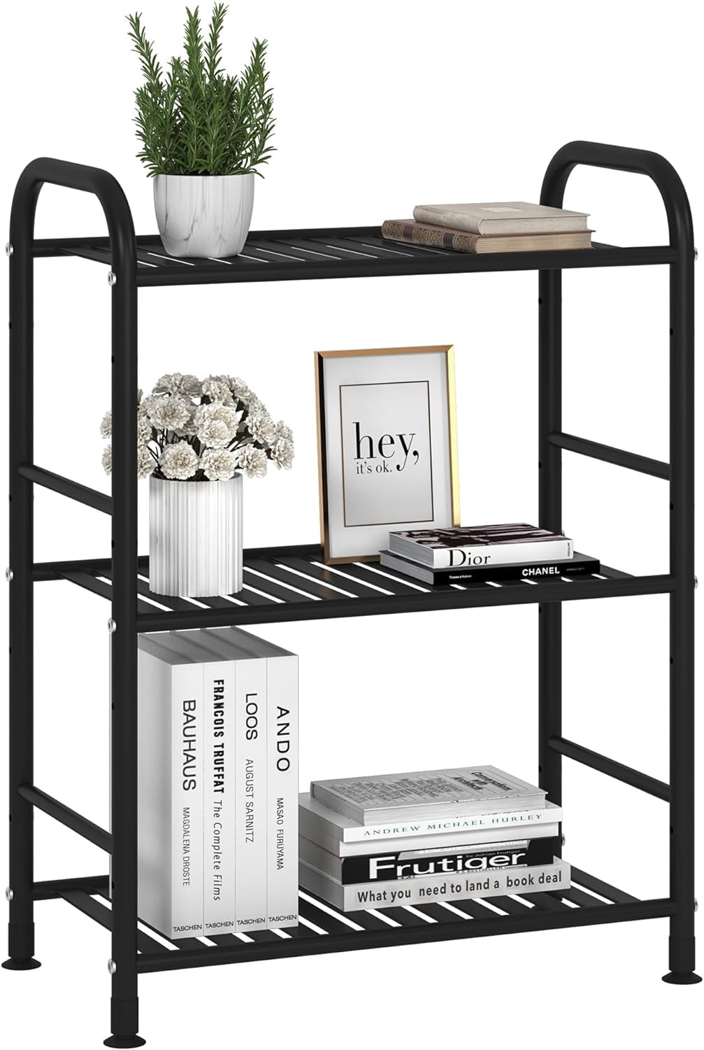 3-Tier Adjustable Shelving Unit, Heavy Duty Storage Rack Organizer ...