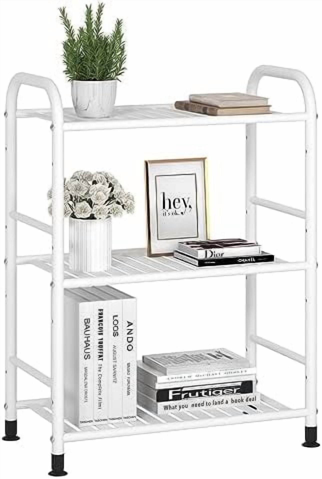 3-Tier Adjustable Shelving Unit, Heavy Duty Storage Rack Organizer ...