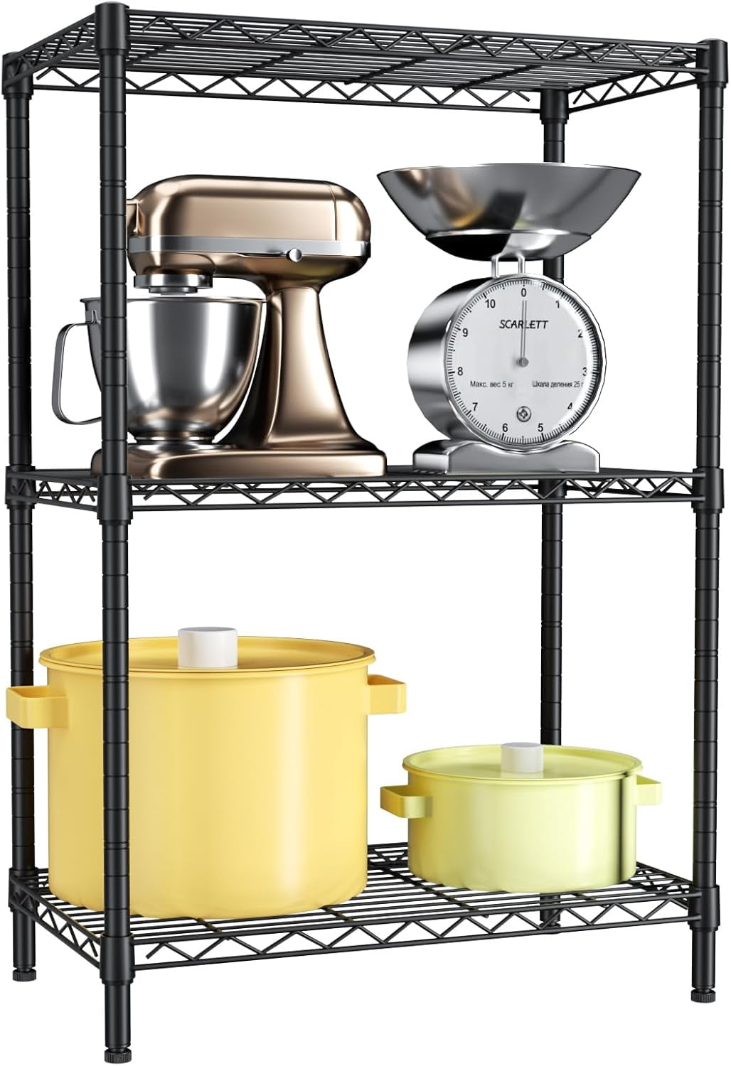 3 Tier Adjustable Storage Shelves,Heavy Duty Metal Utility Shelf 450LBS ...