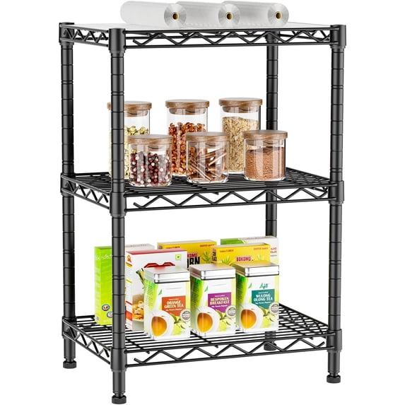 3 Tier Adjustable Storage Shelves Heavy Duty Metal Utility Shelf Wire ...