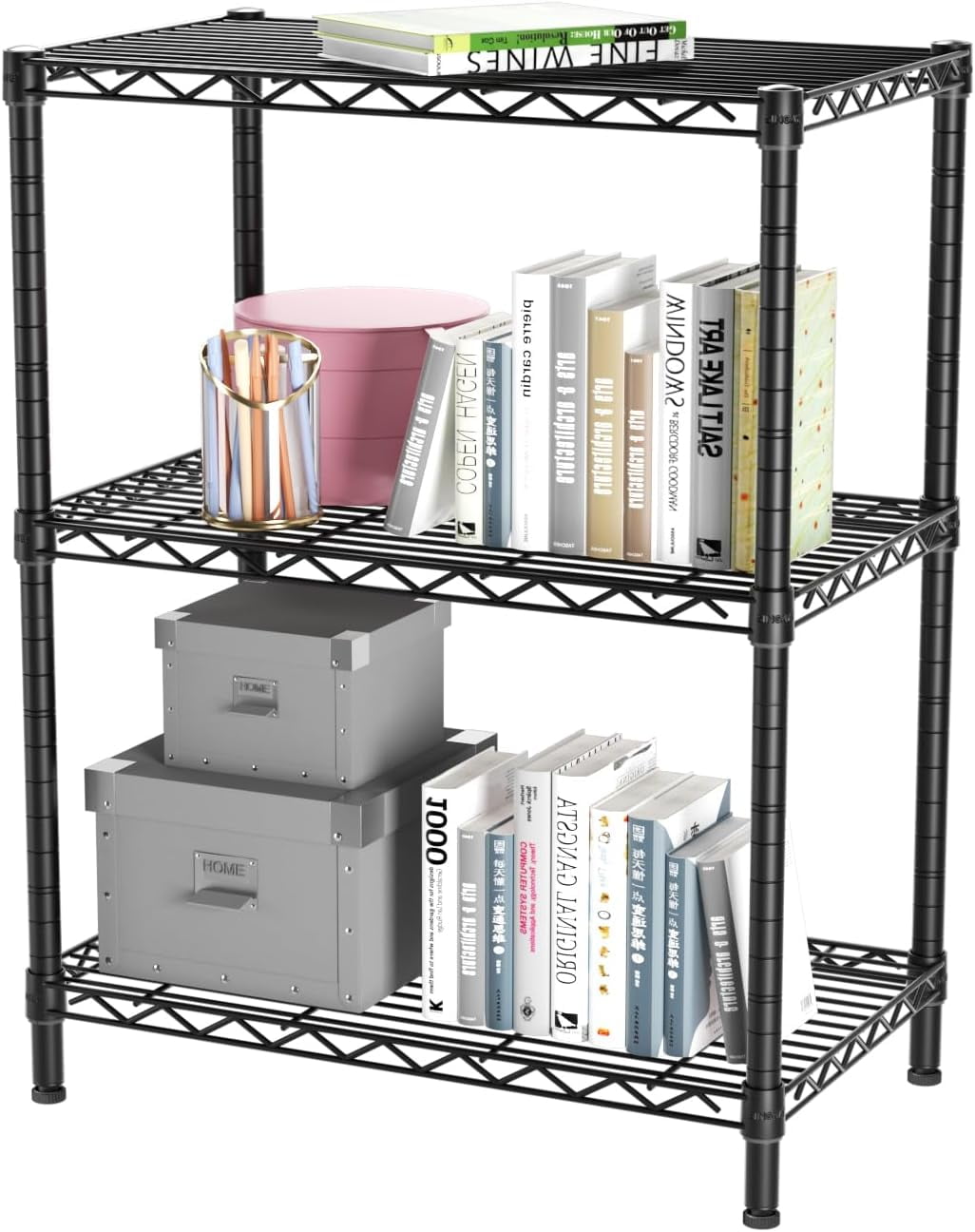 3 Tier Adjustable Storage Shelves Rack Standing Shelving Units 200 LBS ...