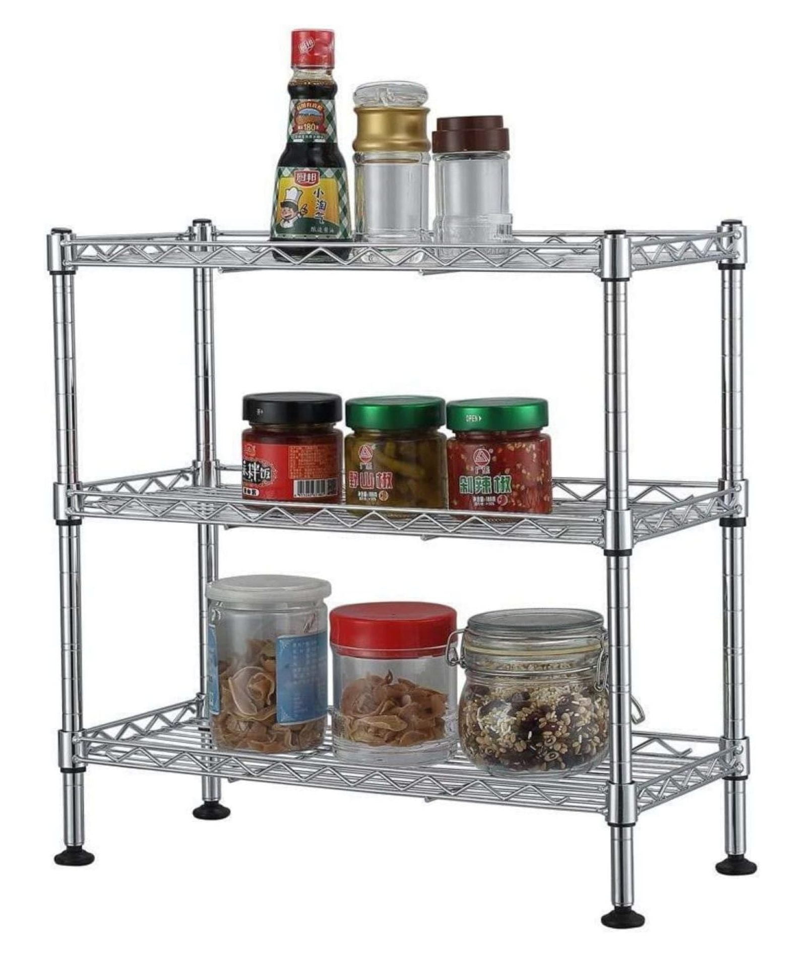 3 Tier Adjustable Storage Shelving Unit Metal Organizer Wire Rack Shelf ...