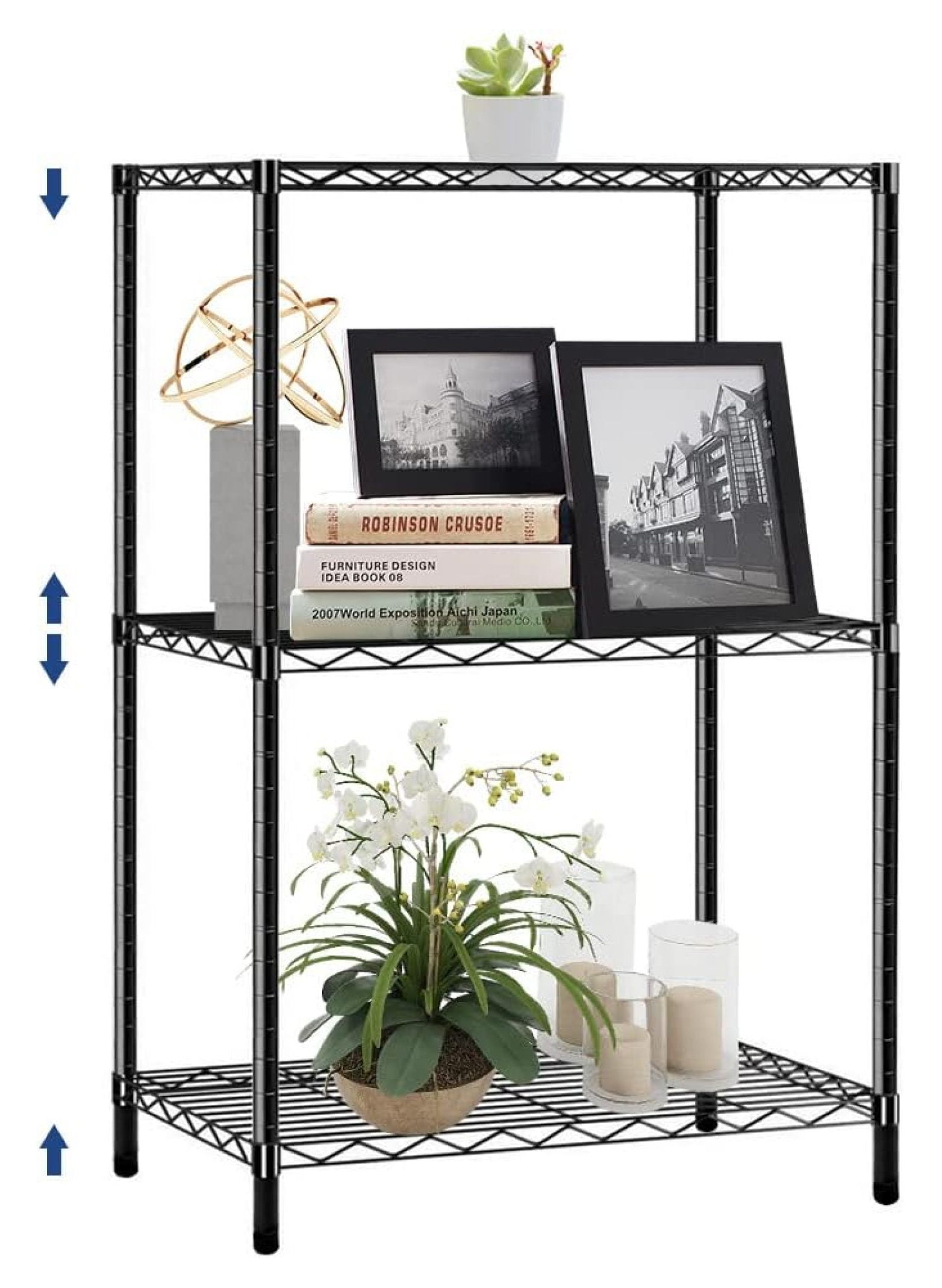 3 Tier Adjustable Wire Shelf, 3 Tier Metal Storage Shelves with NSF ...