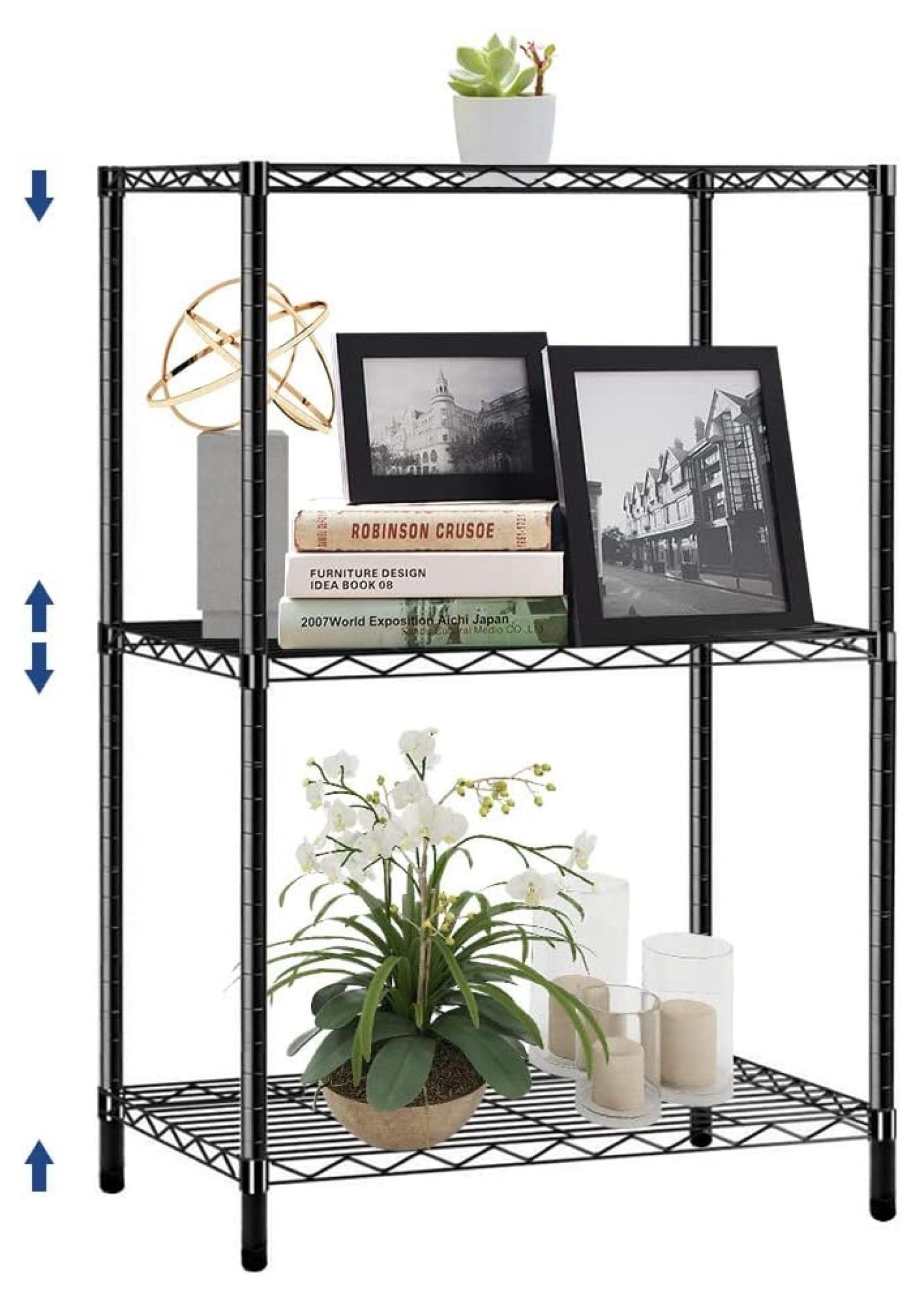 3 Tier Adjustable Wire Shelf, 3 Tier Metal Storage Shelves with NSF ...