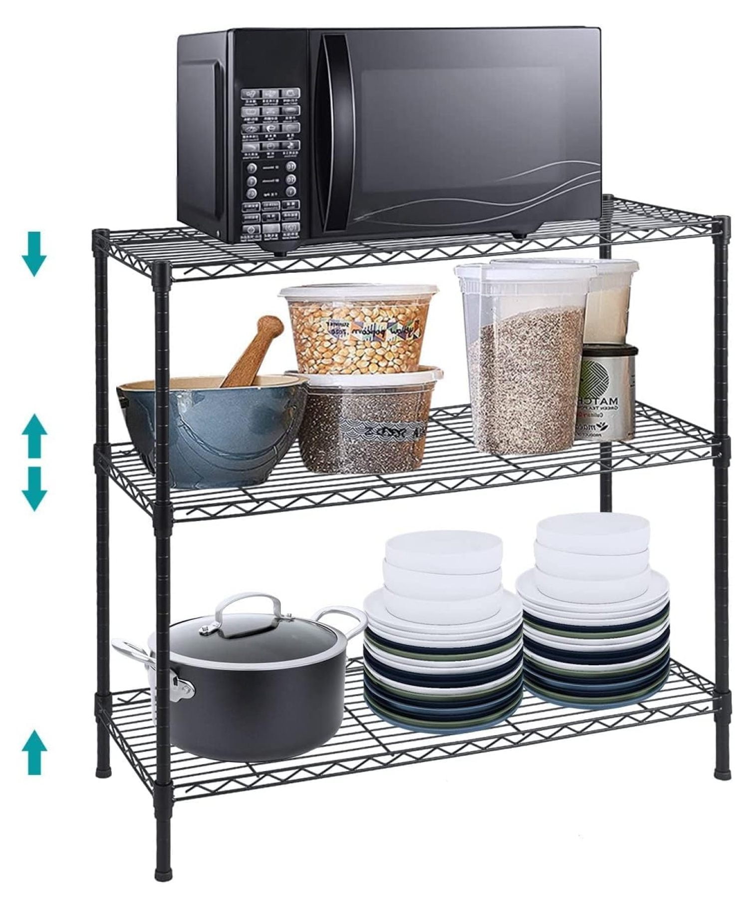 3 Tier Adjustable Wire Shelf, 3 Tier Metal Storage Shelves with NSF ...
