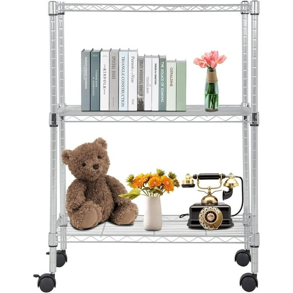 3-Tier Adjustable Wire Shelving Storage Shelves Heavy Duty Shelving ...