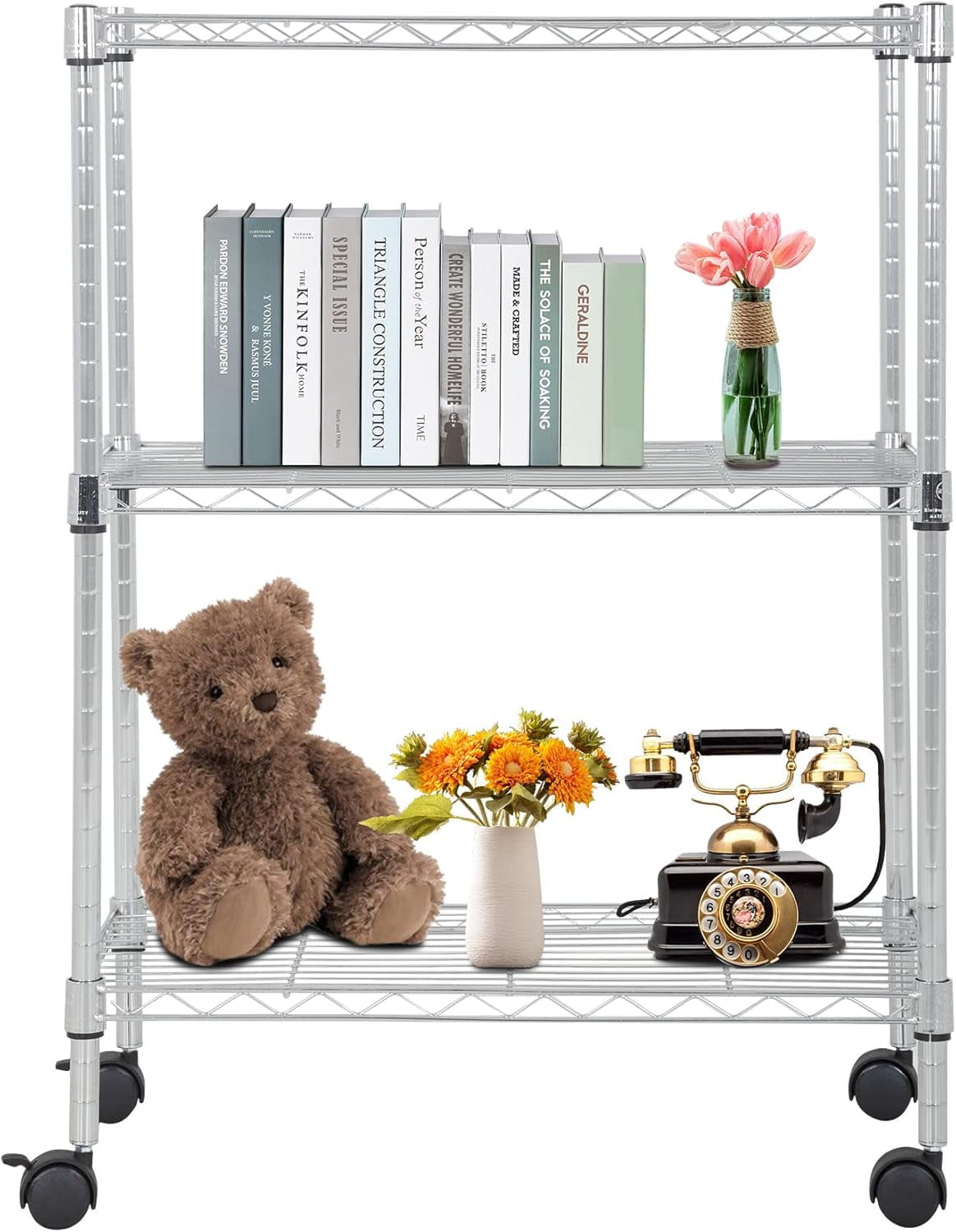 3-Tier Adjustable Wire Shelving Storage Shelves Heavy Duty Shelving ...