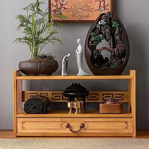 3-Tier Altar Table for Spiritual, Puja Table with Drawer, Meditation ...