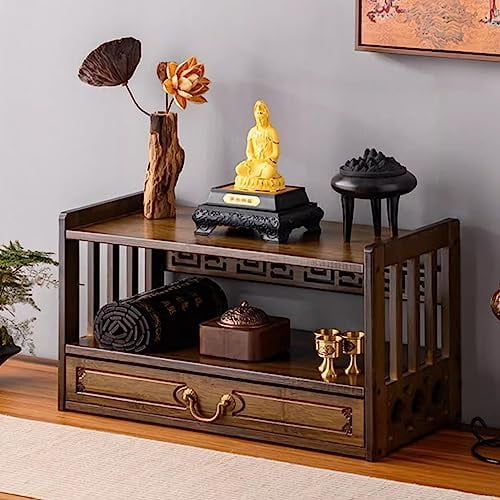 3-Tier Altar Table for Spiritual, Puja Table with Drawer, Meditation ...