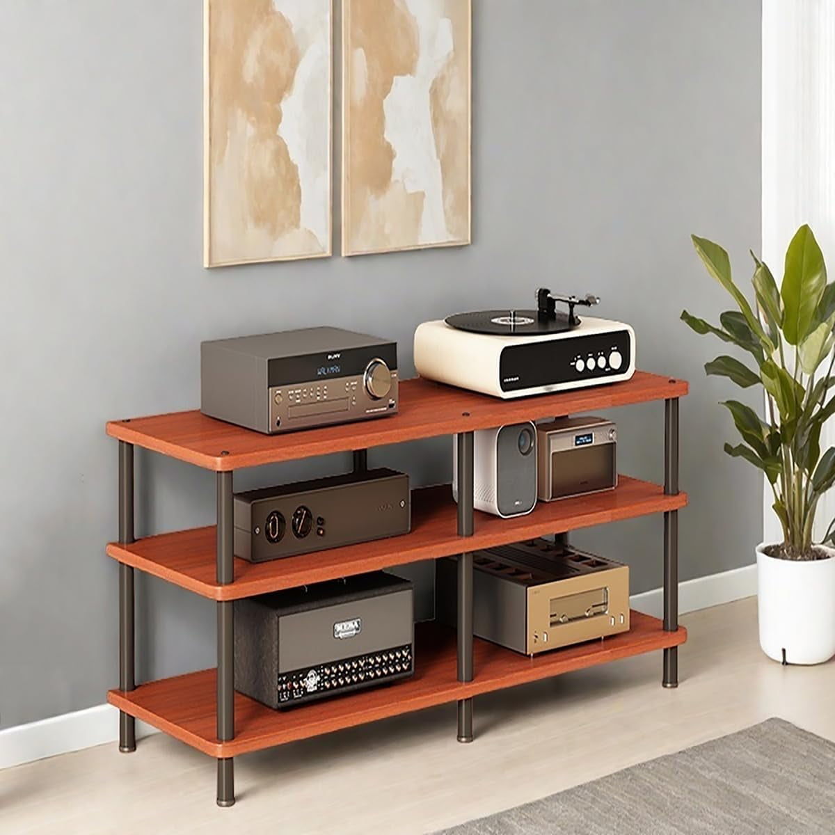 3-Tier Audio Rack, Stereo Rack and AV Media Stand, Record Player Stand ...