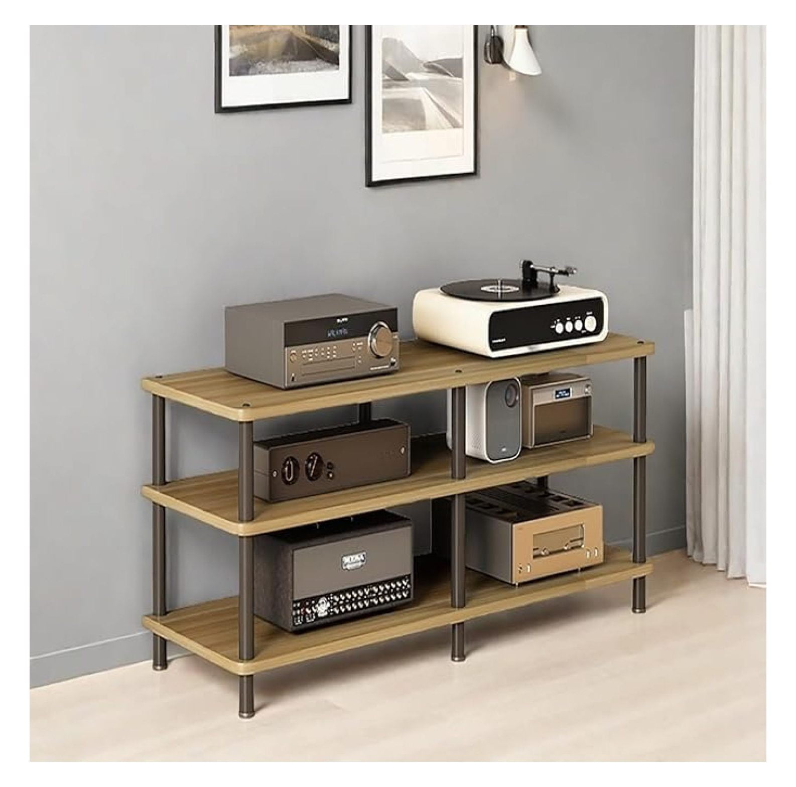 3-Tier Audio Rack, Stereo Rack and AV Media Stand, Record Player Stand ...