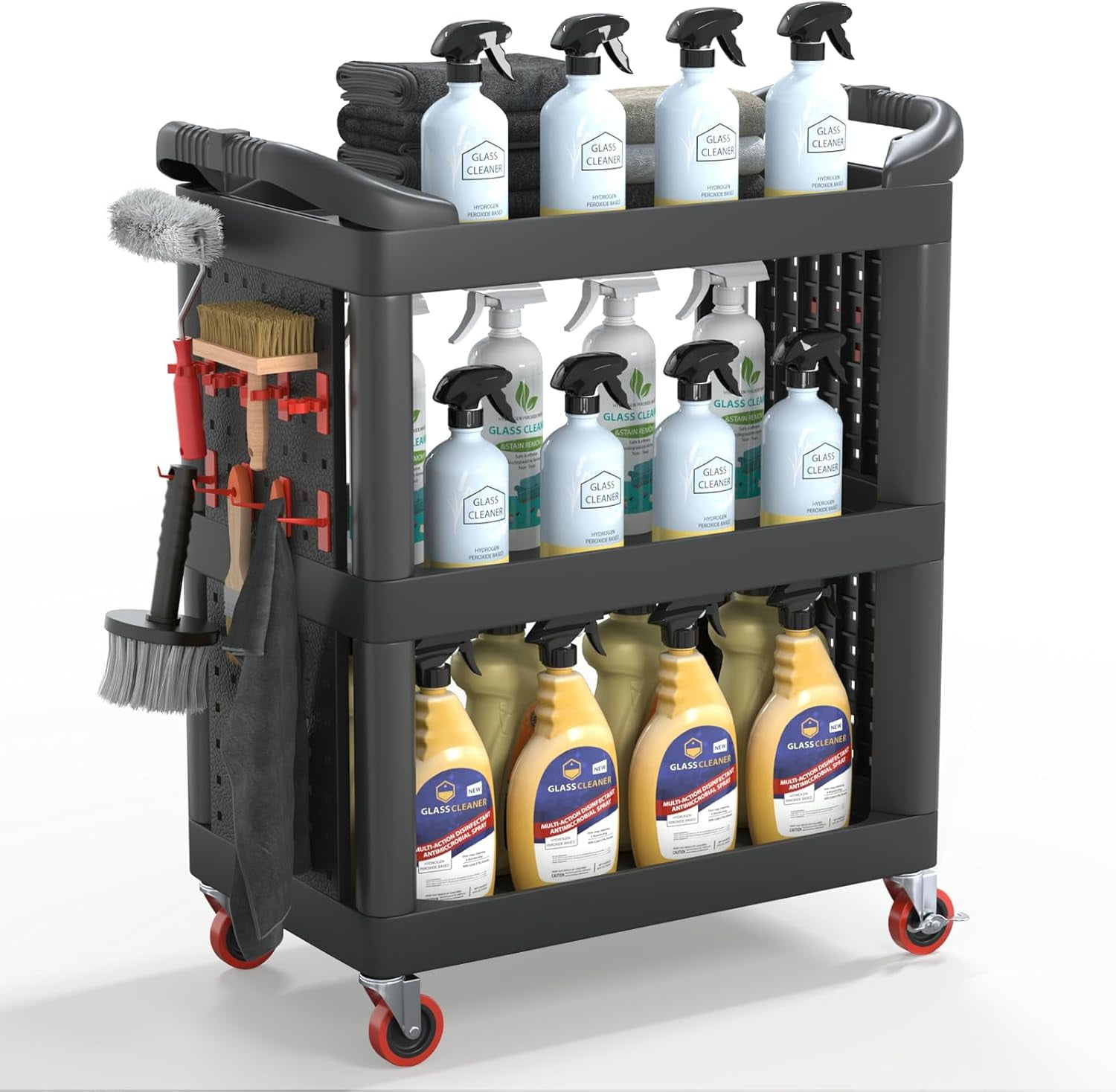 3 Tier Auto Detailing Cart with Wheels, 350 LBS Capacity Detail Carts ...