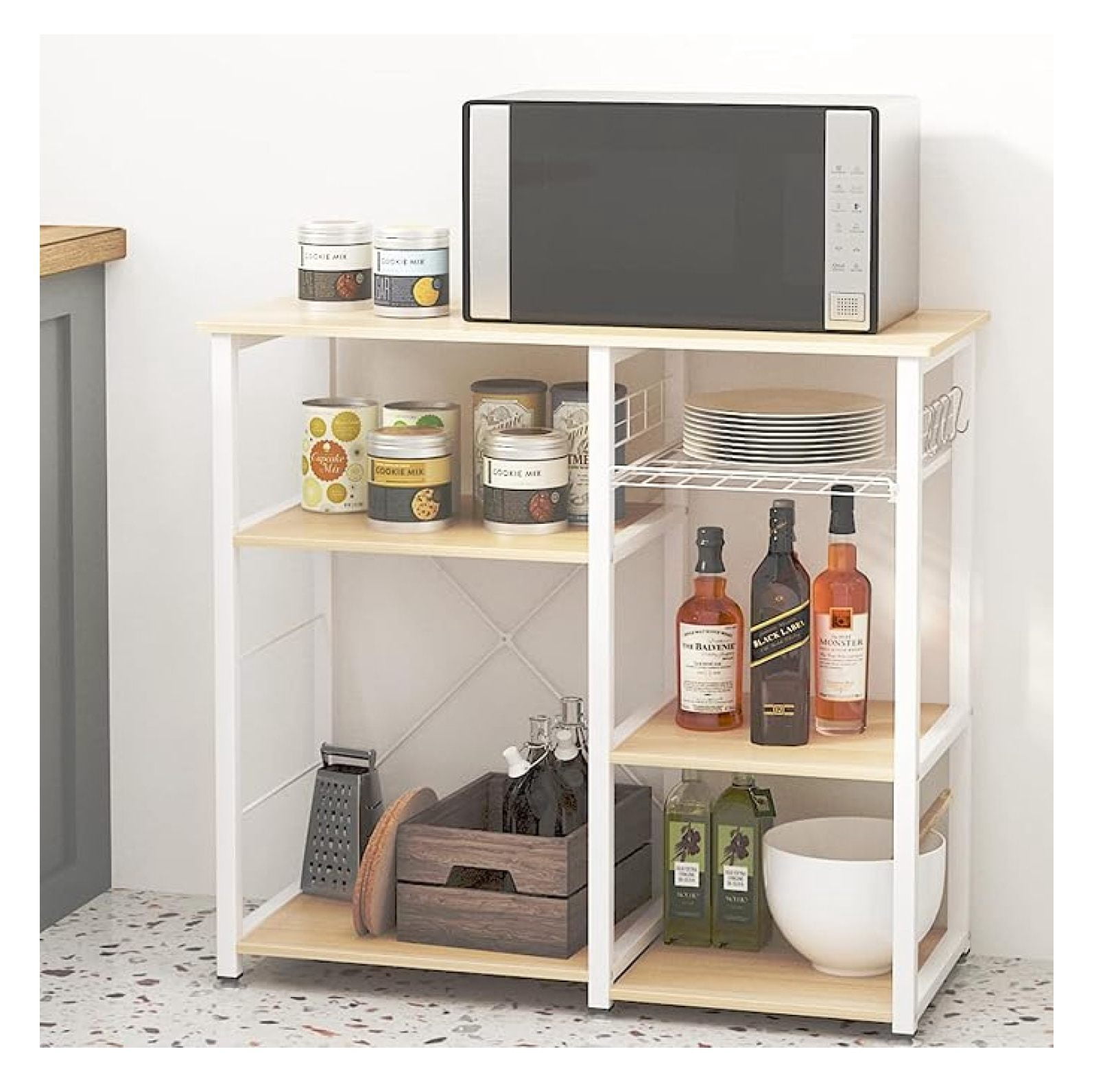 3-Tier Baker's Rack, Kitchen Utility Microwave Oven Stand Storage Shelf ...