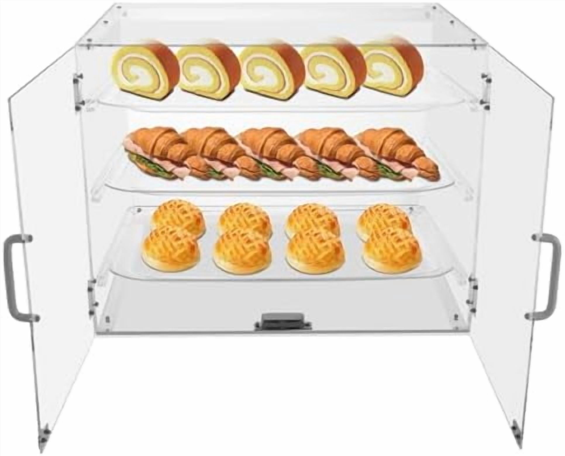 3-Tier Bakery Display Case, 21" x 17" x 16" Clear Pastry Display ...
