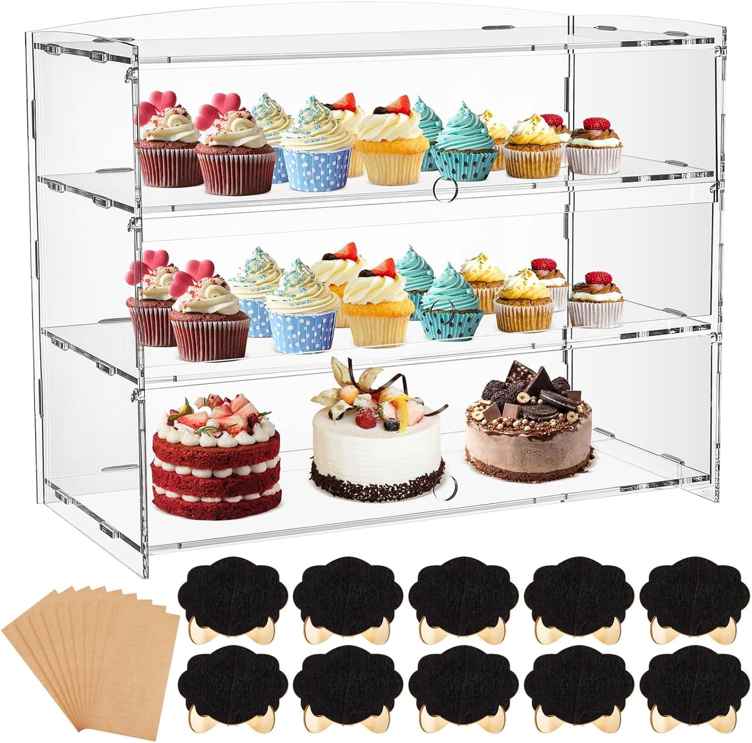 3 Tier Bakery Pastry Display Case,Clear Acrylic Display Case,Commercial ...