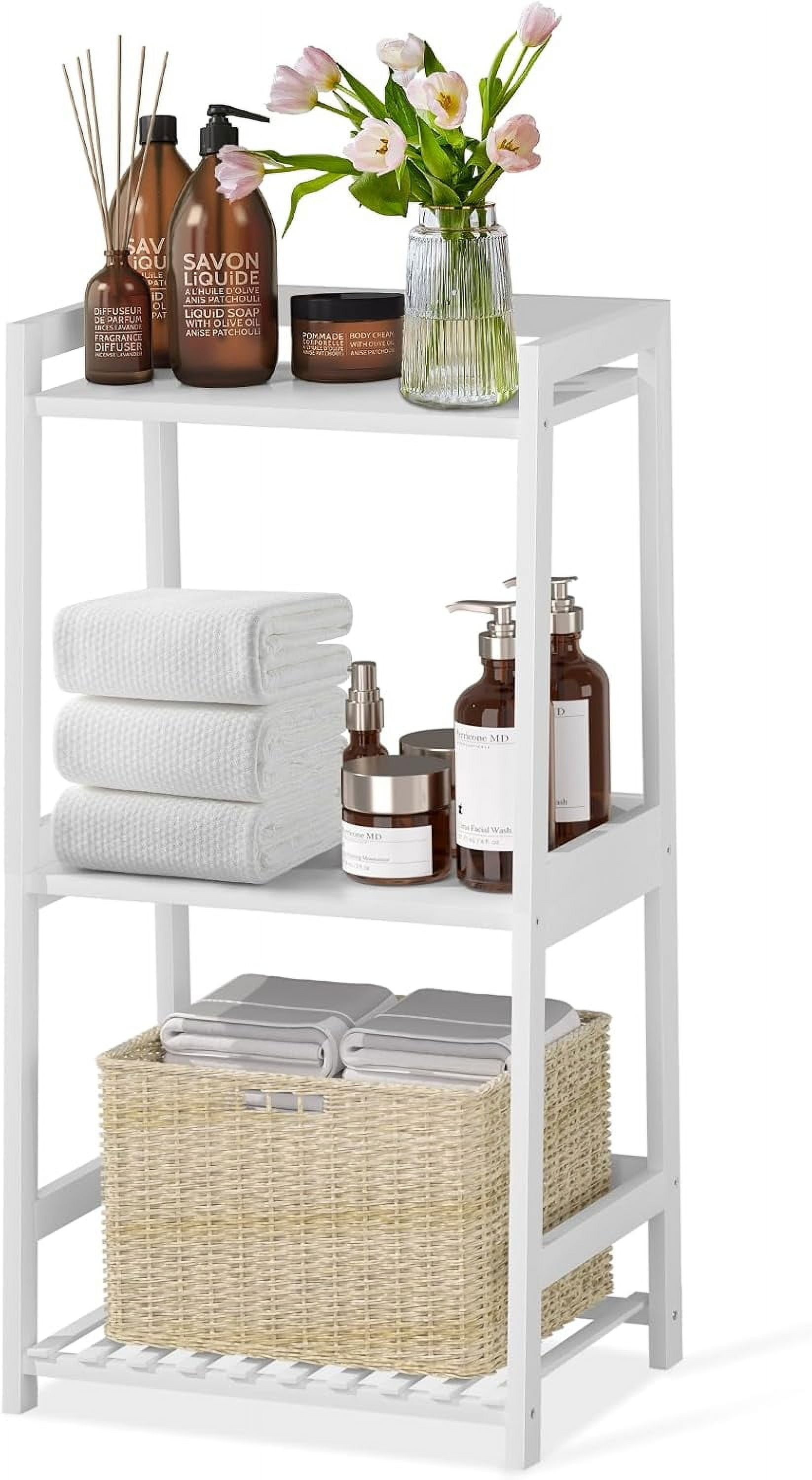 3 Tier Bamboo Bathroom Shelves, Ladder Shelf for Storage, Rustic Home ...